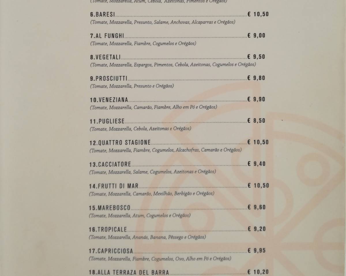 Menu em Restaurante Varanda Da Barra, Porto