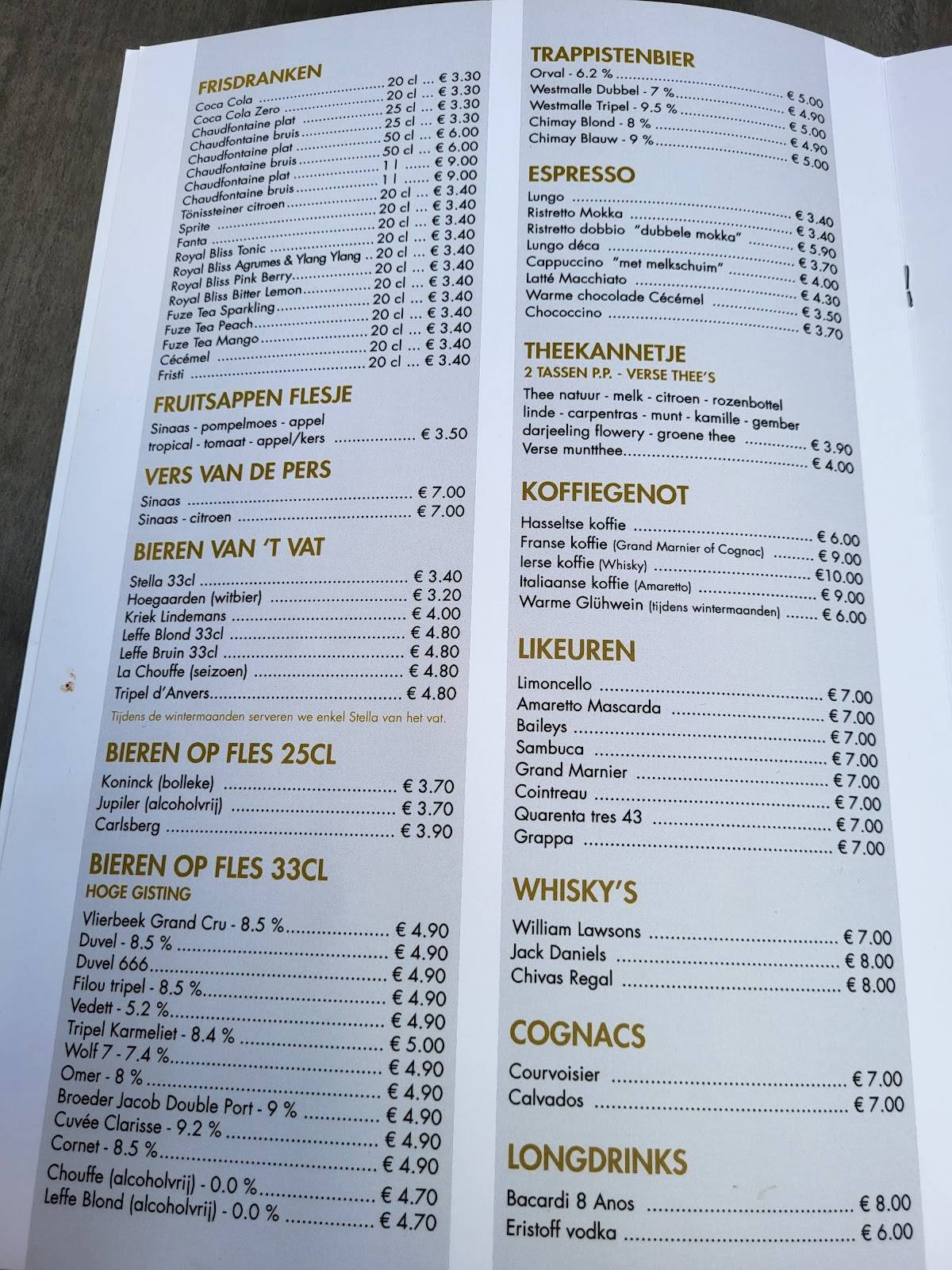 Menu at Resto Café Agora, Leuven