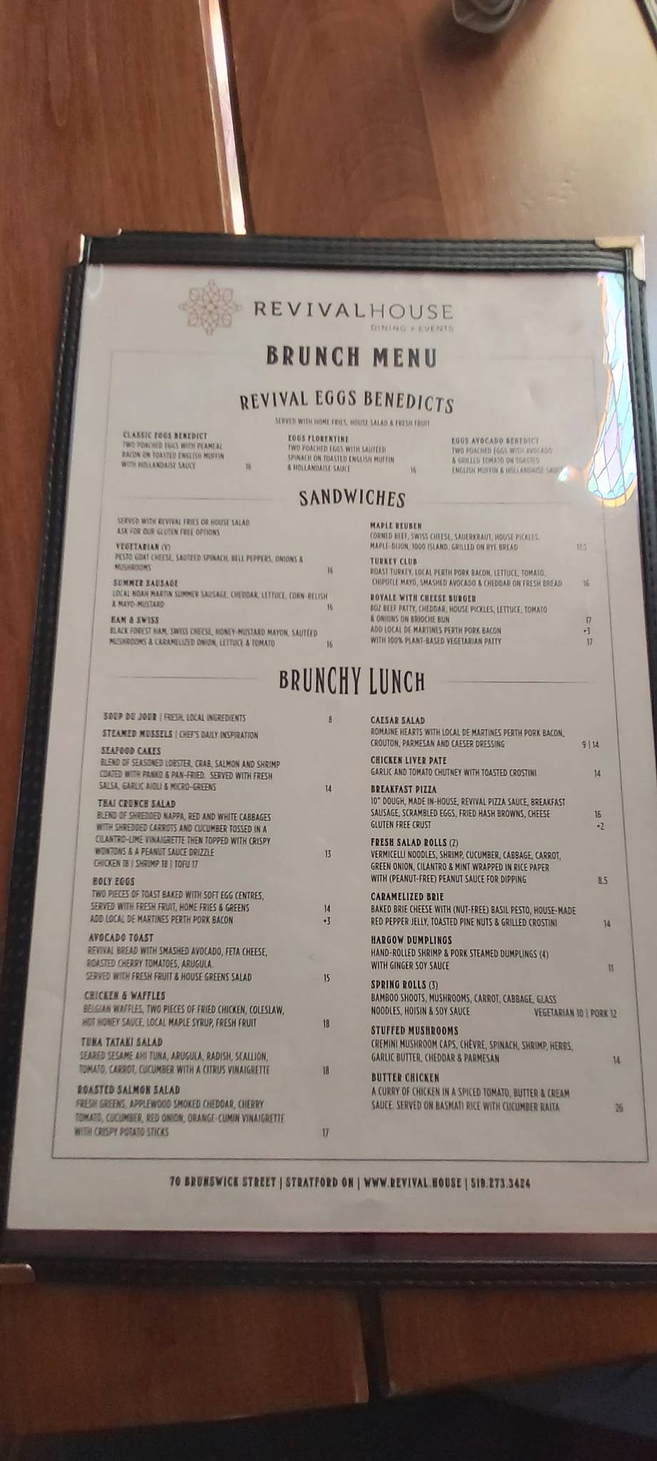Menu at Revival House pub & bar, Stratford