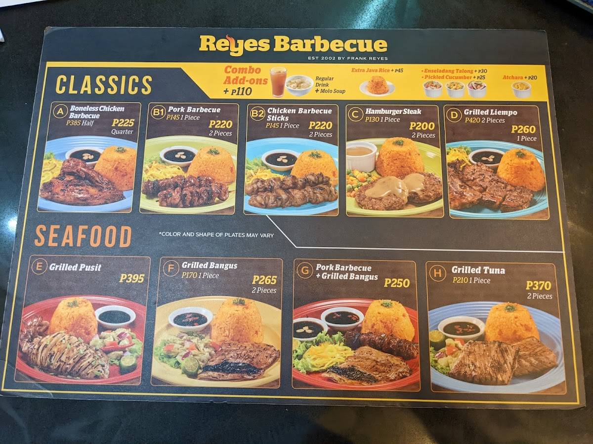 Menu at Reyes Barbecue, Lipa, Space - 243