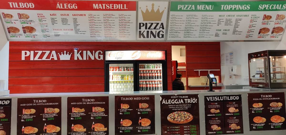 Menu at Pizza King restaurant, Reykjavík