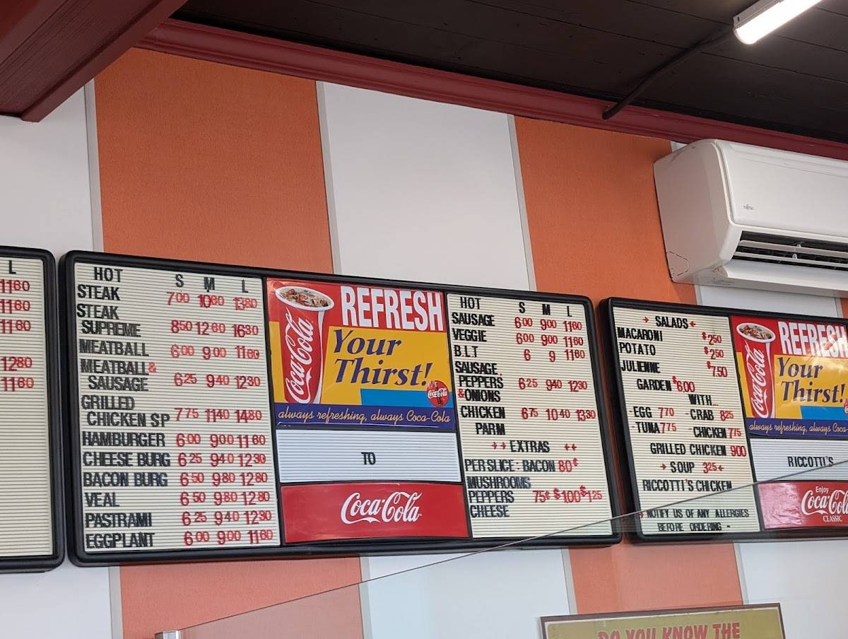 Menu at Riccotti's Submarine Sandwiches restaurant, North Providence
