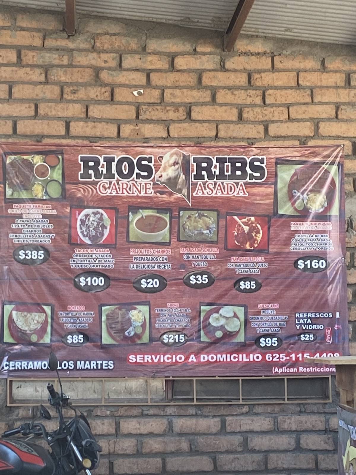Carta del restaurante Rios Ribs, Ciudad Cuauhtemoc