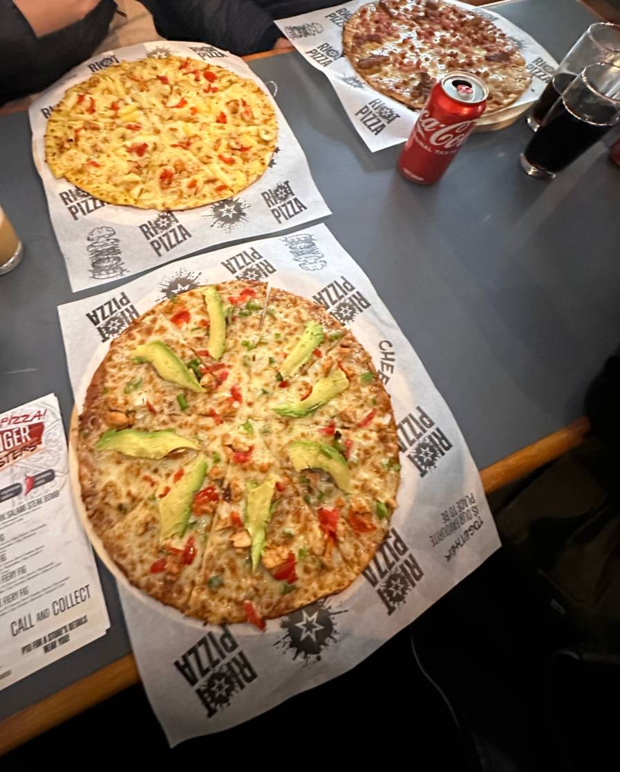 Menu at Riot Pizza manufacturing restaurant, Port Elizabeth