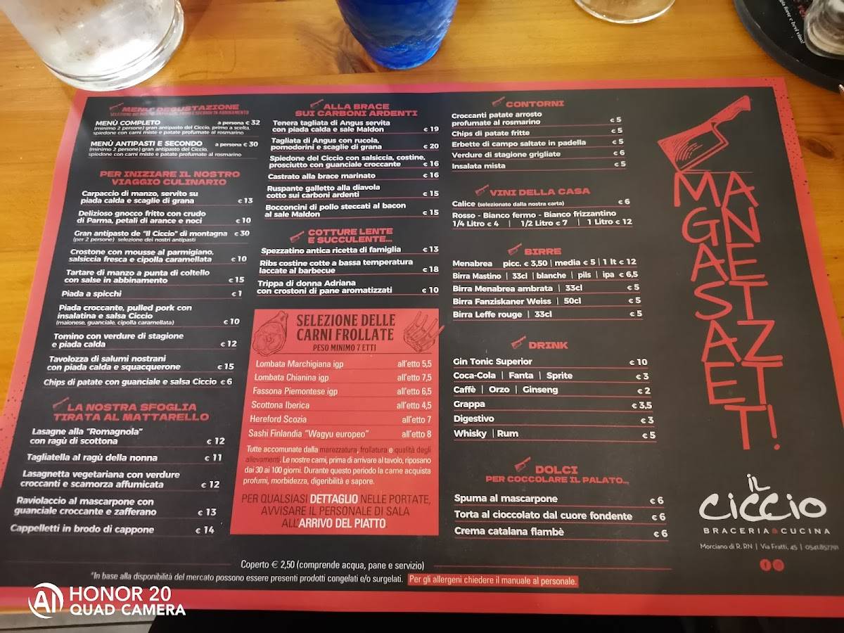 Menu da Ristorante il Ciccio, Morciano di Romagna