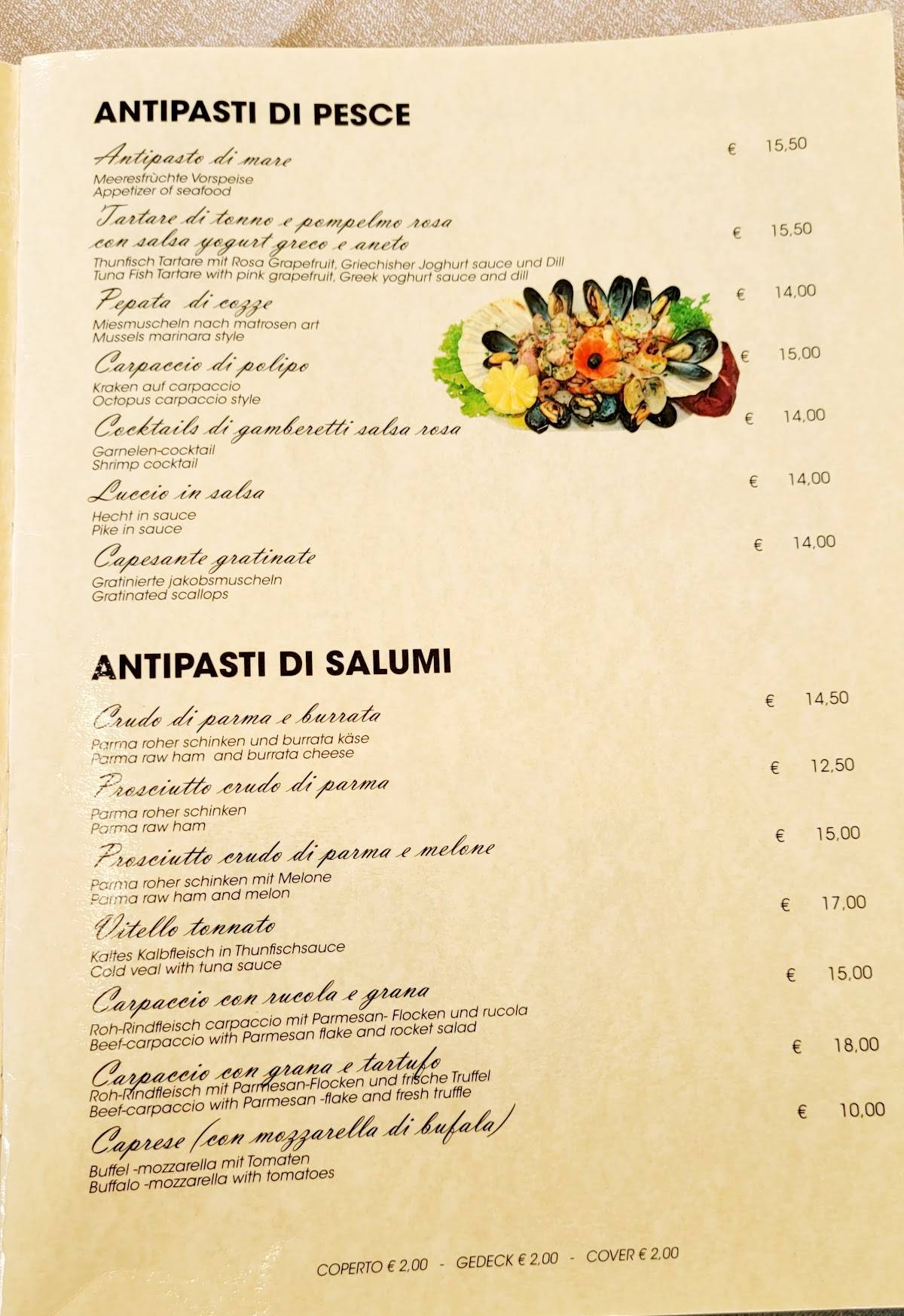 Menu da Ristorante Pizzeria Bar Catullo, Bardolino
