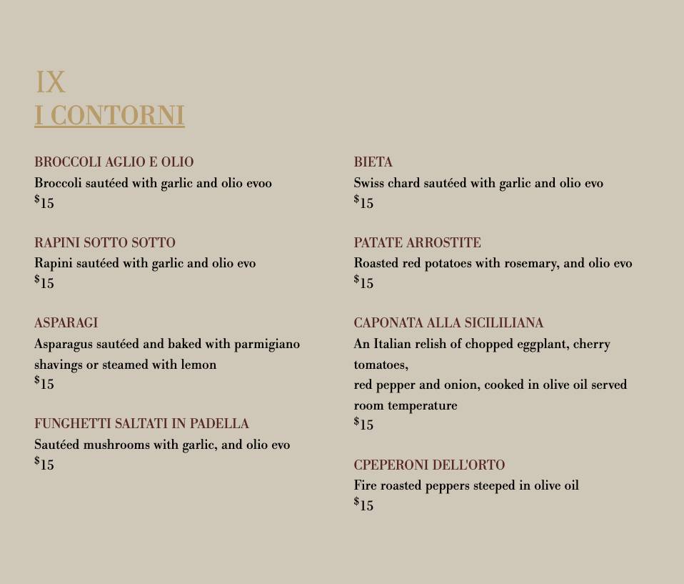 Menu at Ristorante Sotto Sotto restaurant, Toronto
