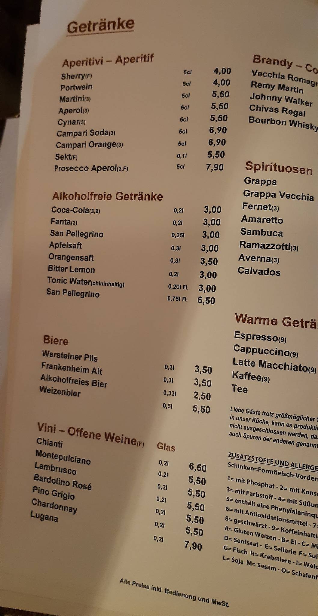 Speisekarte von Ristorante la Grappa restaurant, Düsseldorf