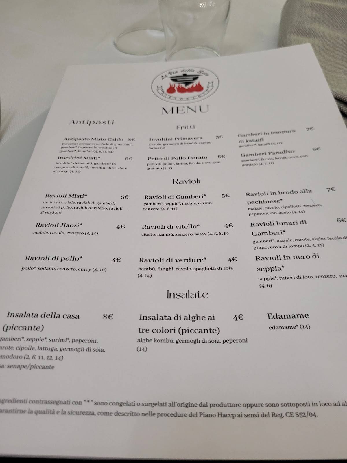 Menu da Ristorante la Via della Seta, Torino