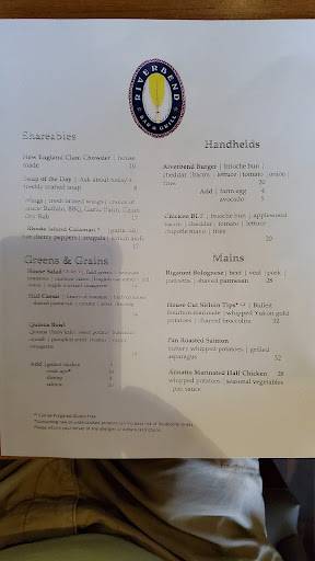 Menu at Riverbend Bar & Grill, Newton, Commonwealth Ave #7