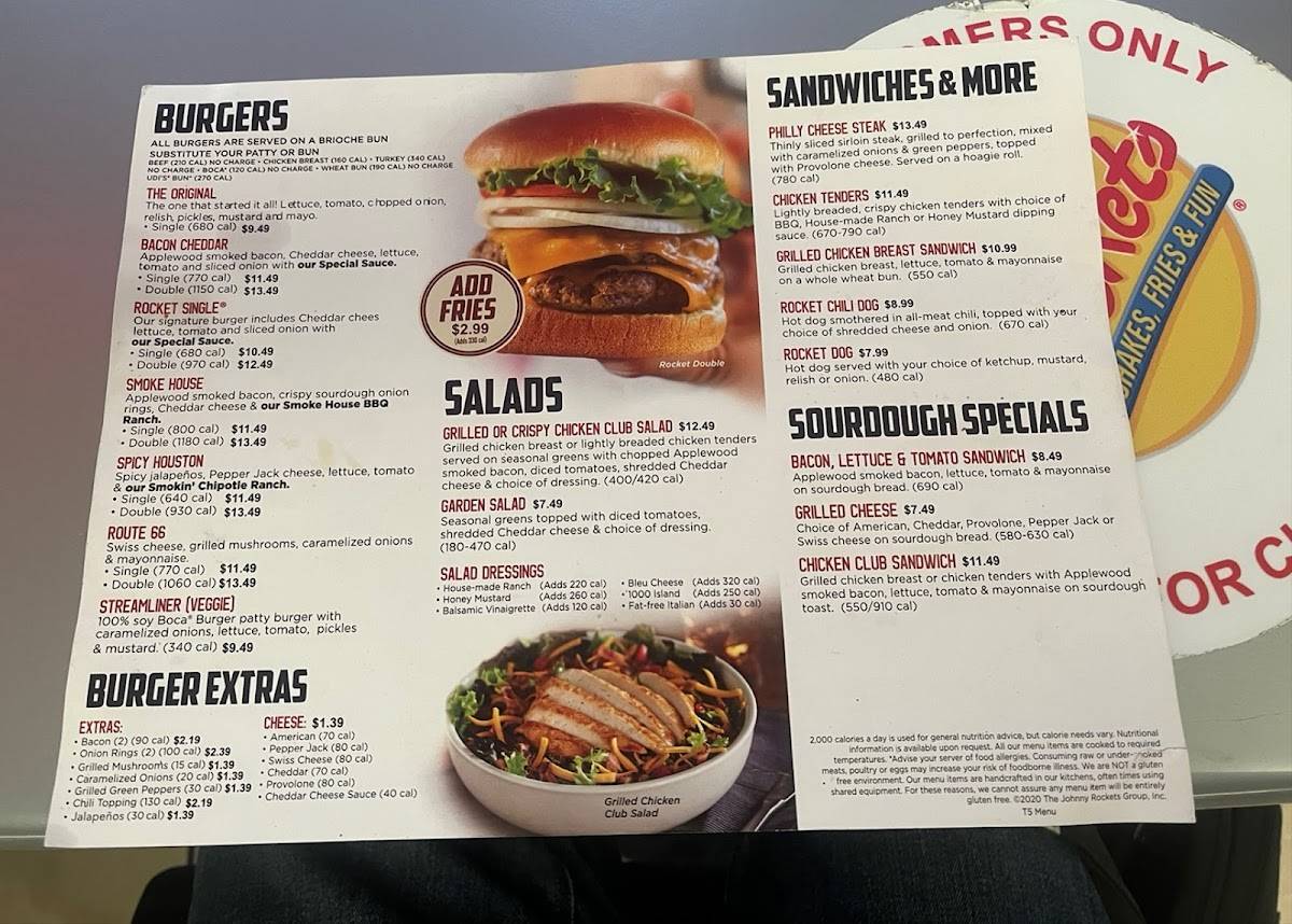 Menu at Johnny's Burgers restaurant, Riverside, Riverside Plaza Dr