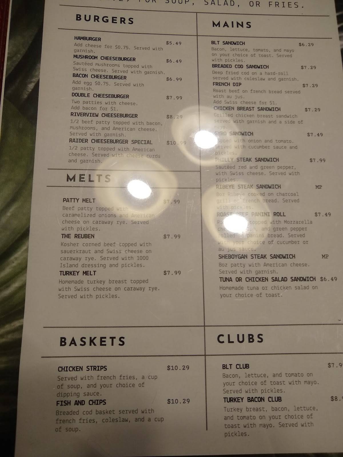 Menu at Riverview Family Restaurant, Kiel