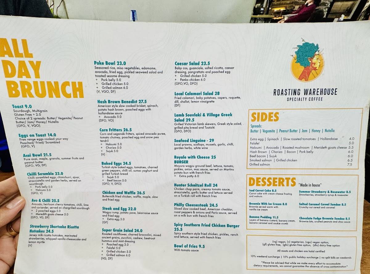 Menu at Roasting Warehouse Airport West cafe, Airport West