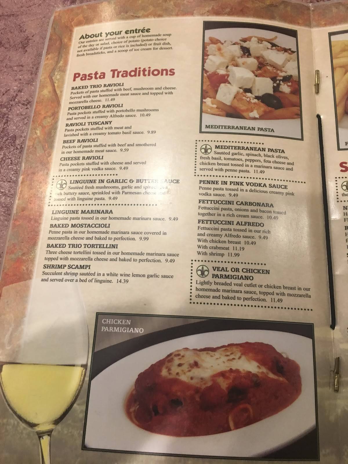 Menu at Tuscany Grill restaurant, Robinson