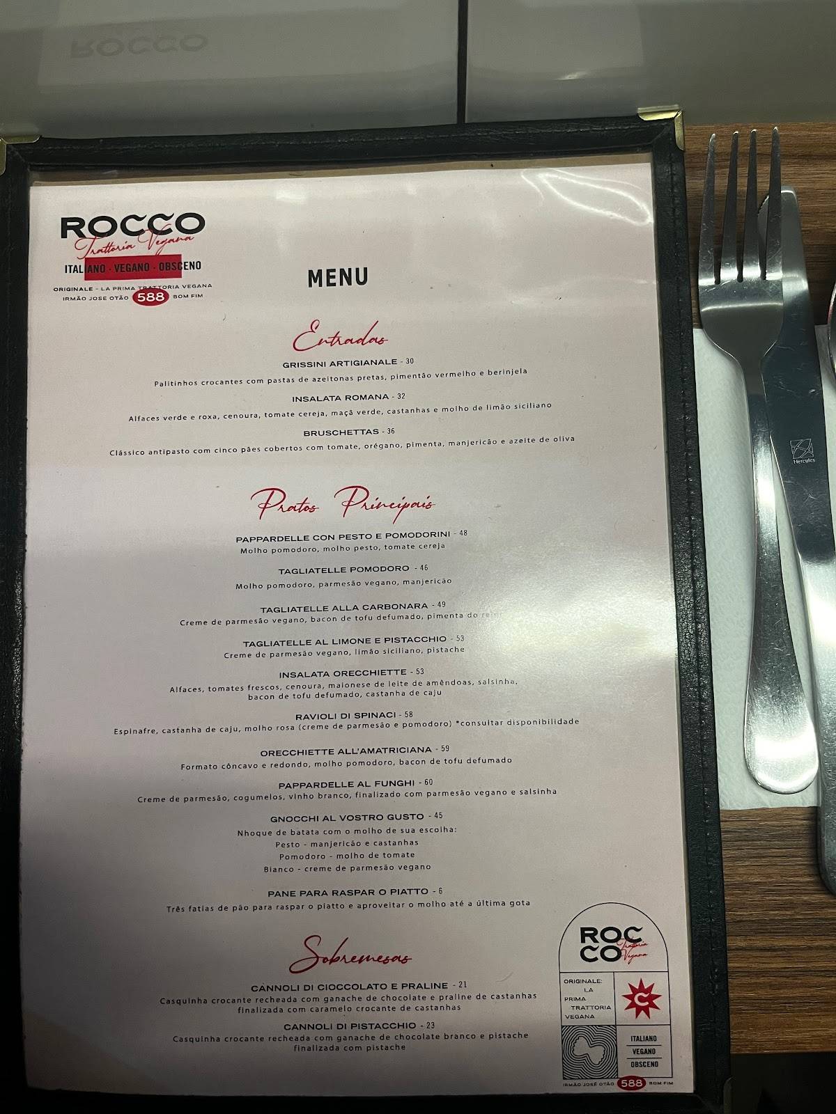 Menu em Rocco Trattoria Vegana restaurante, Porto Alegre