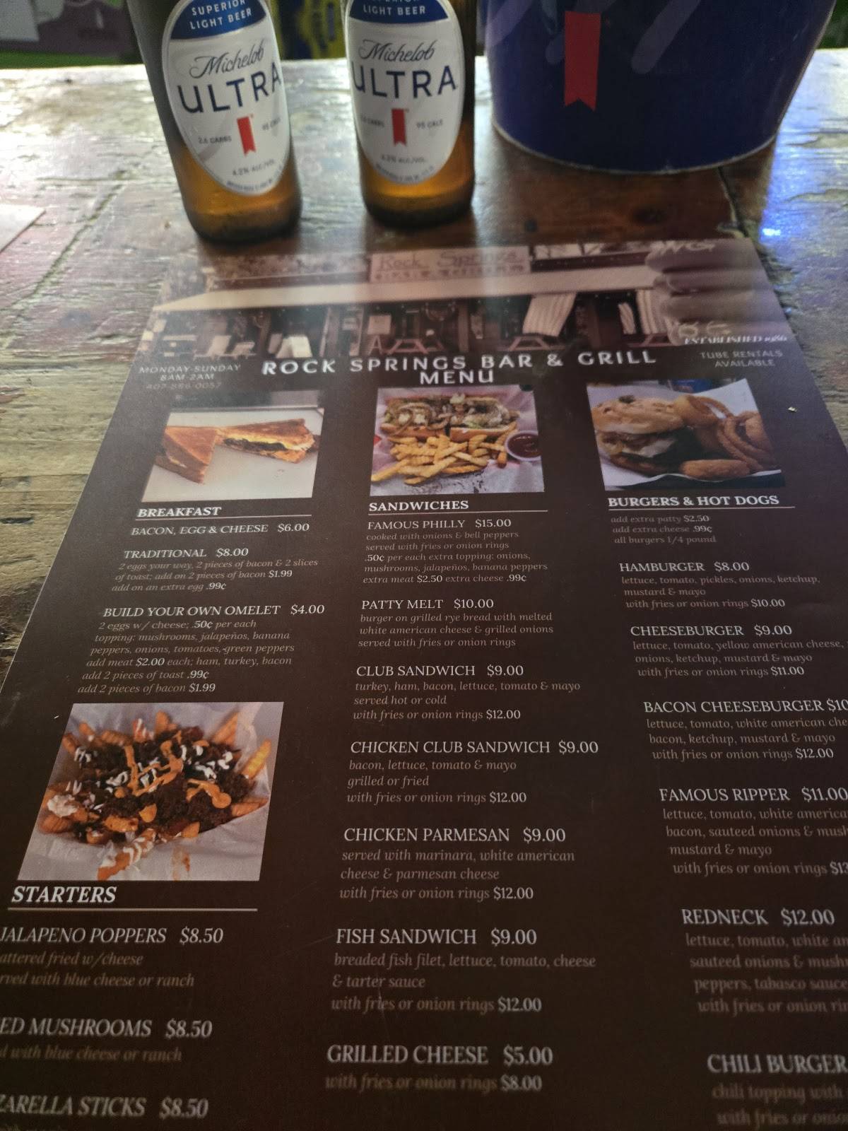 Menu at Rock Springs Bar & Grill, Apopka