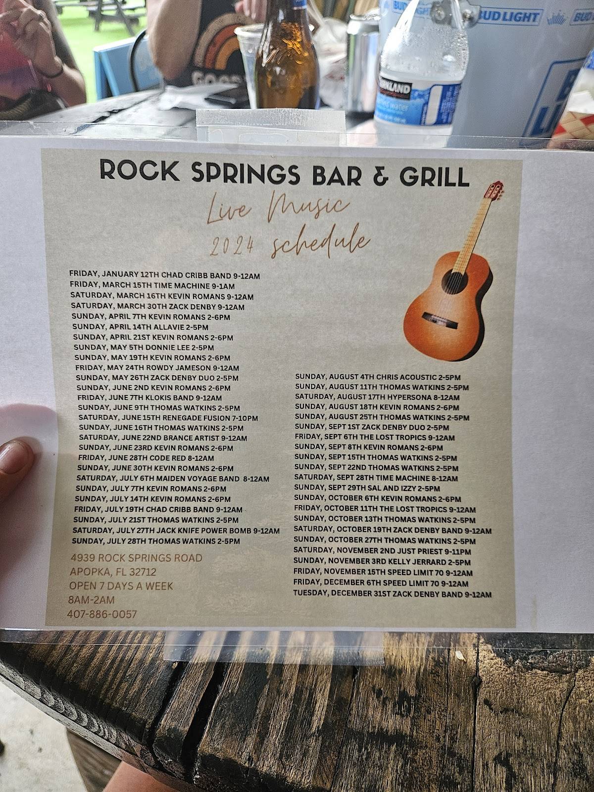 Menu at Rock Springs Bar & Grill, Apopka