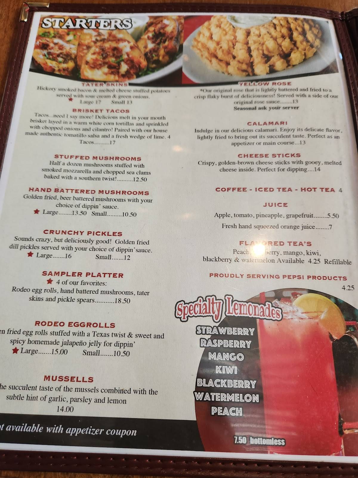 Menu at Rodeo Steakhouse & Grill, Roseburg