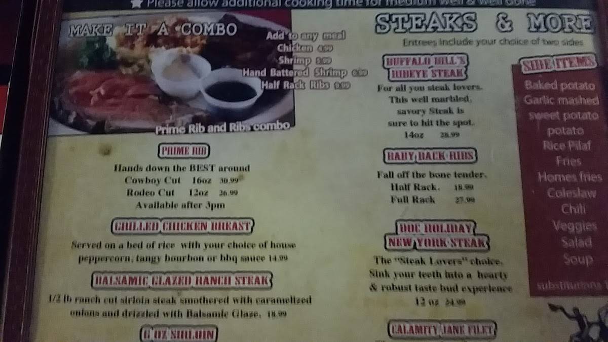 Menu at Rodeo Steakhouse & Grill, Roseburg