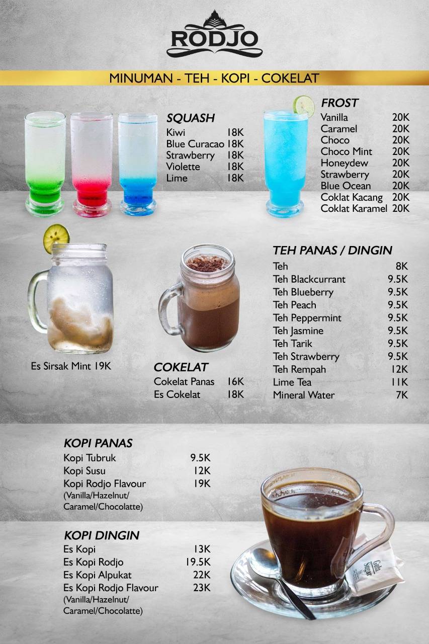 Menu at Rodjo Resto restaurant, Semarang