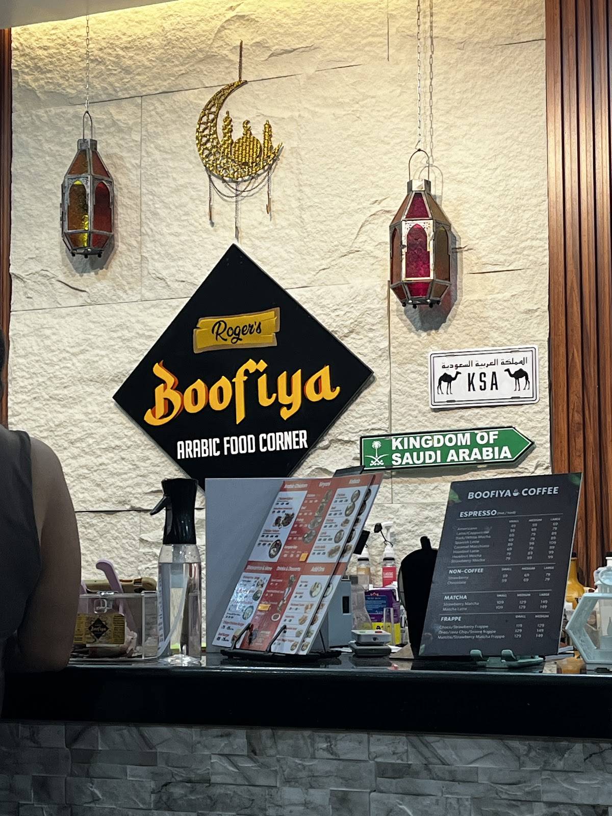 Menu at Roger’s Boofiya Arabic Food Corner restaurant, Binangonan