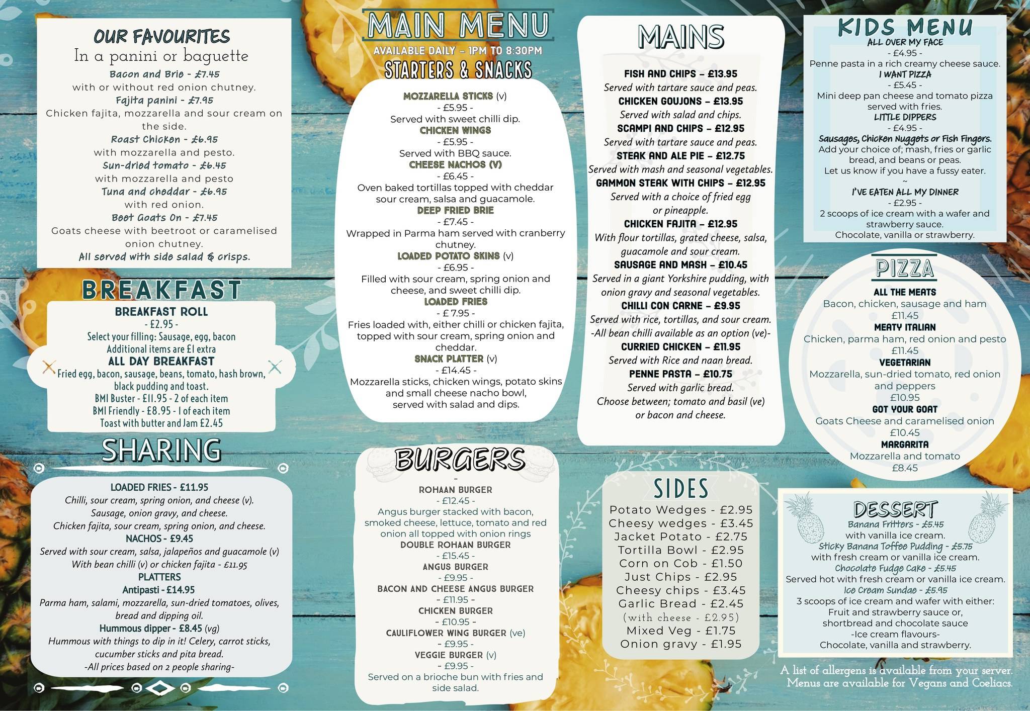 Menu at Rohaan pub & bar, Aberdeen