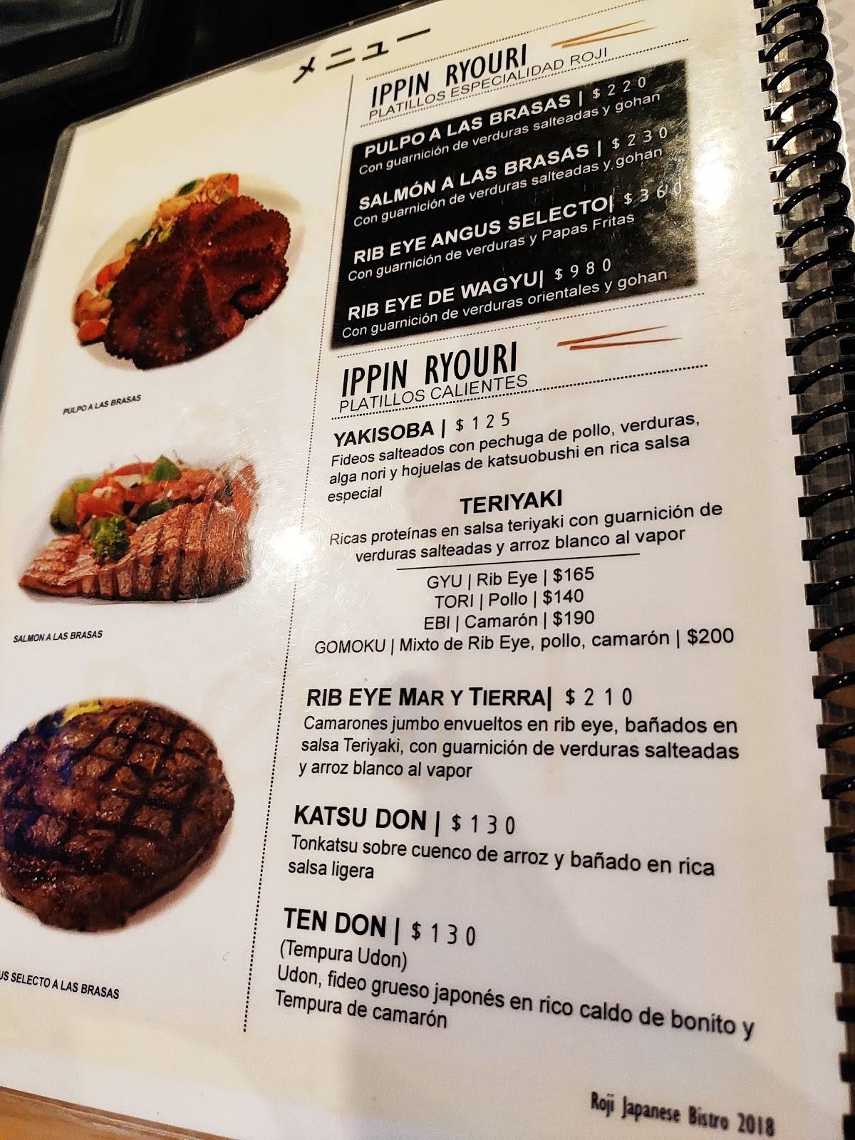 Carta del restaurante Roji Japanese Bistro, Ciudad Juarez