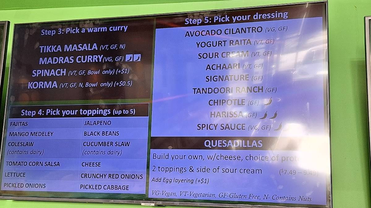 Menu at Rollz Rice Indian Kitchen restaurant, Lewis Center, 724 Polaris ...
