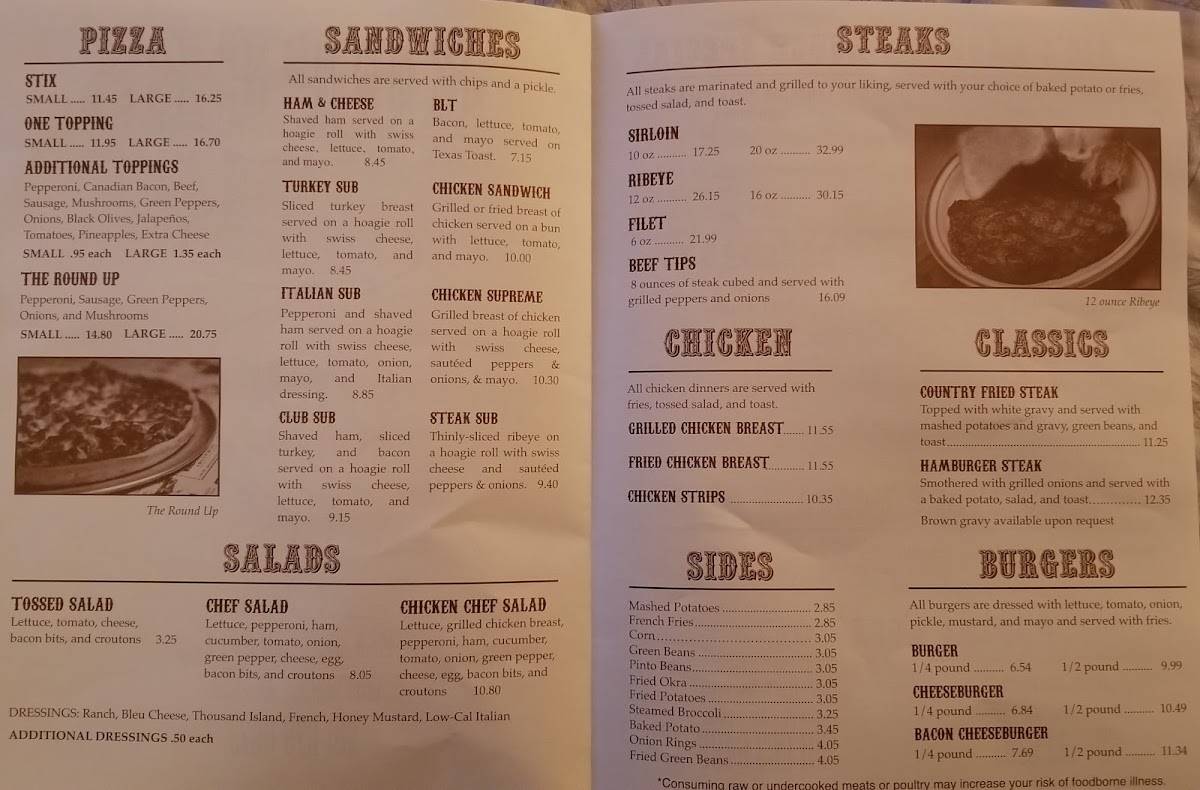 Menu at Roper's Restaurant, Greenbrier