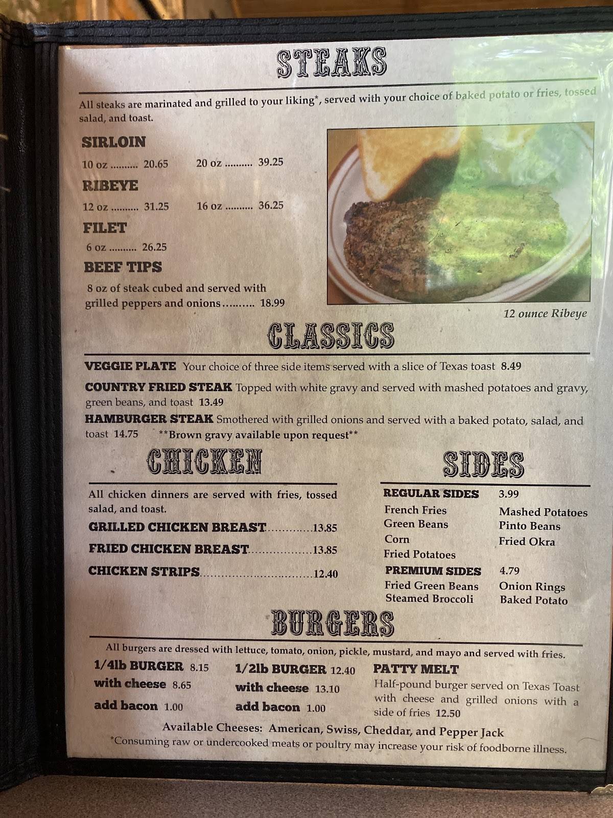 Menu at Roper's Restaurant, Greenbrier