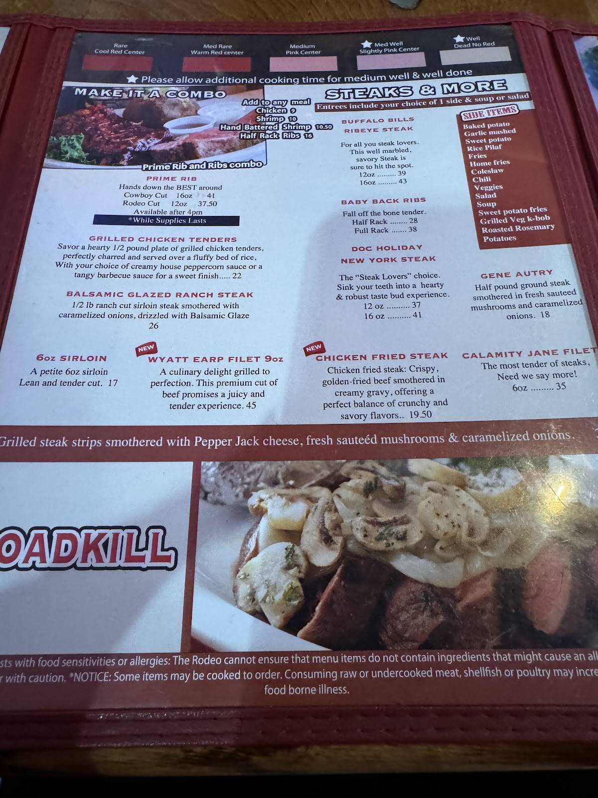 Menu at Rodeo Steakhouse & Grill, Roseburg