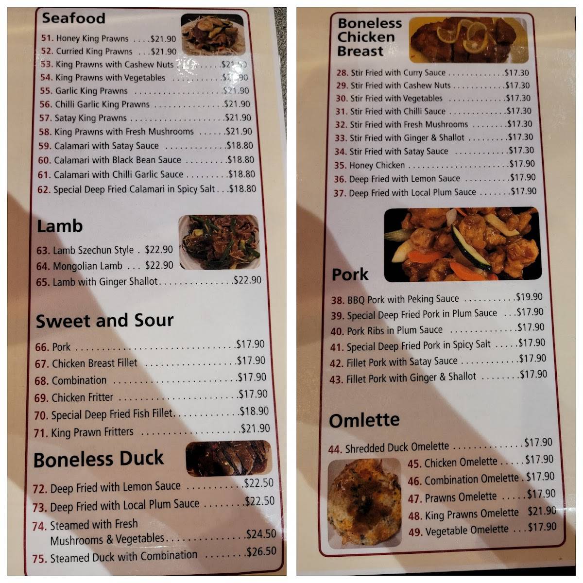 Menu at Roses Chinese Restaurant, Warwick