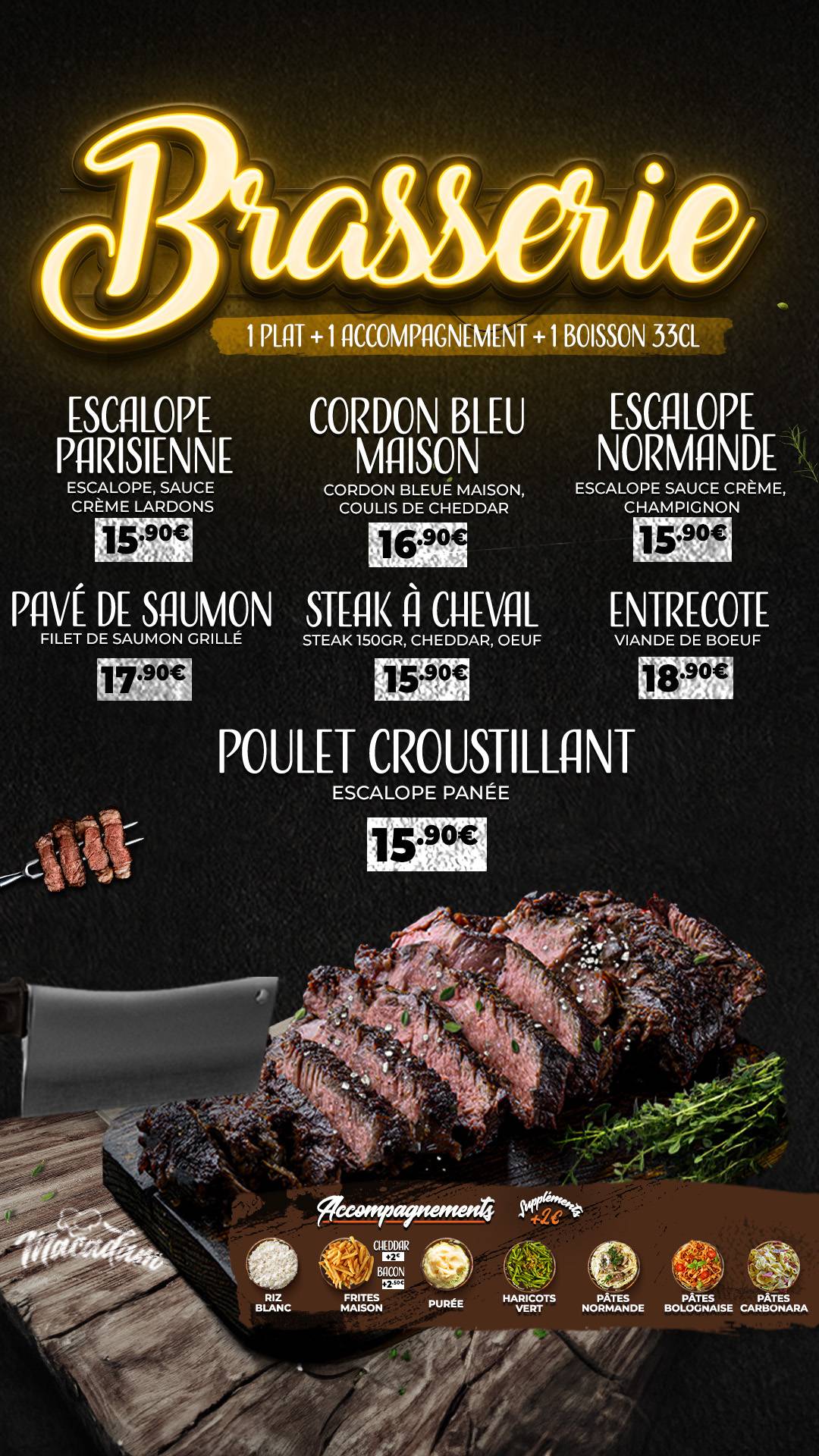 Menu au Macadam Restaurant, Rosny-sous-Bois