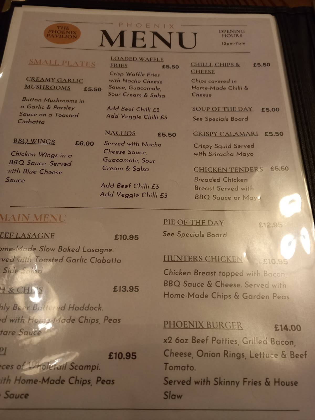 Menu at Phoenix Pavilion pub & bar, Rotherham