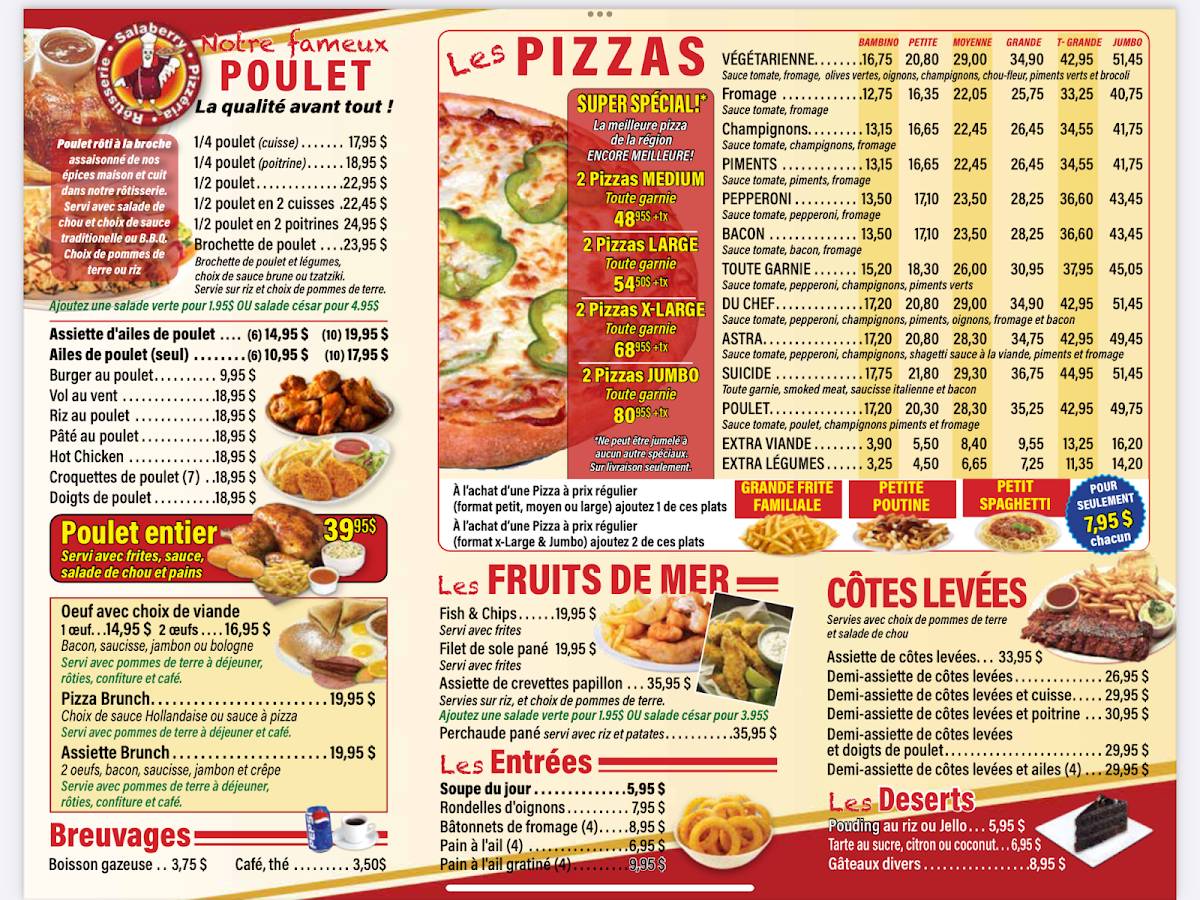 Menu au Restaurant Le Salaberry, Salaberry-de-Valleyfield, 295 Rue ...