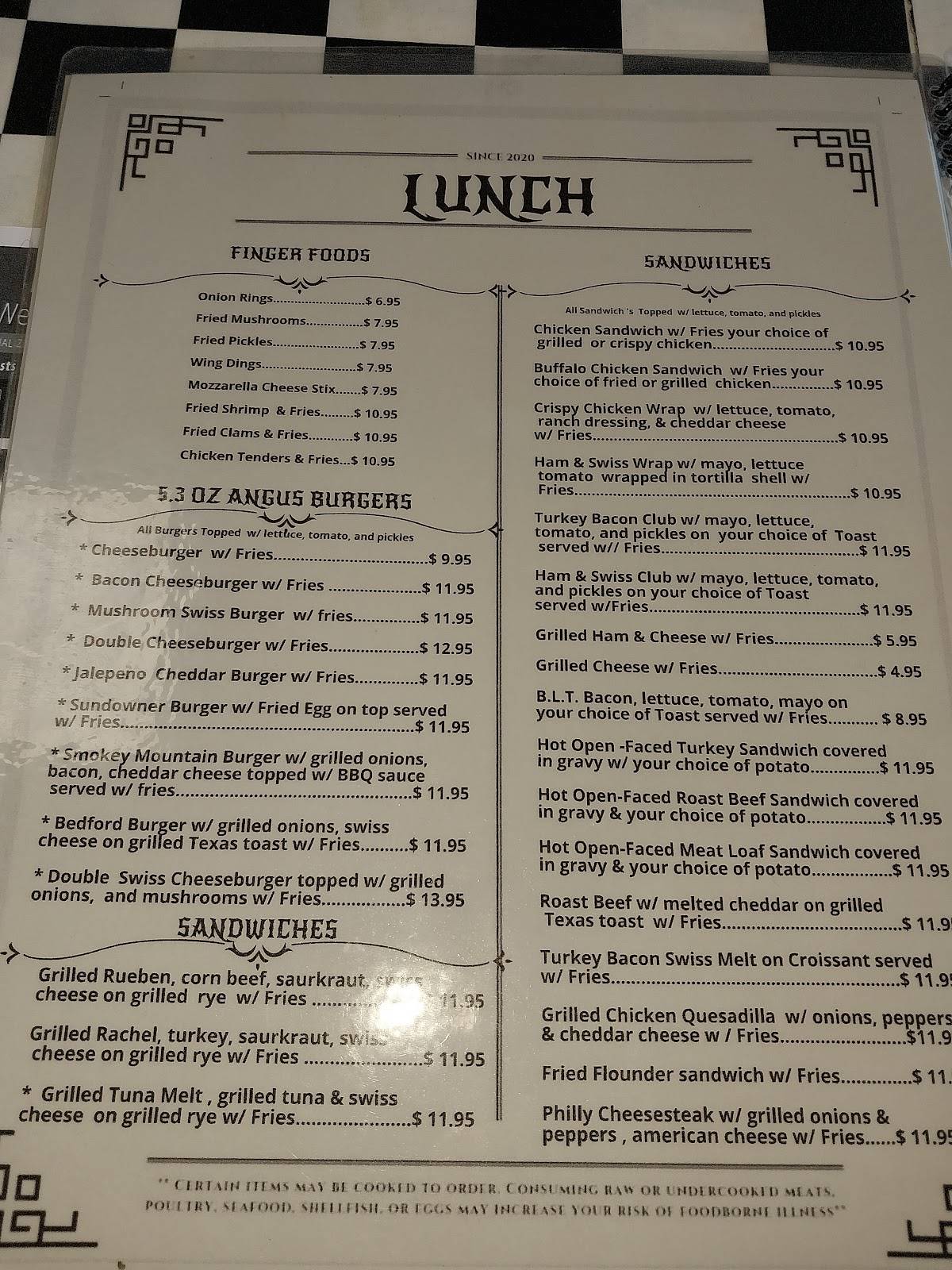 Menu at Route 220 Diner restaurant, Bedford, Business 220