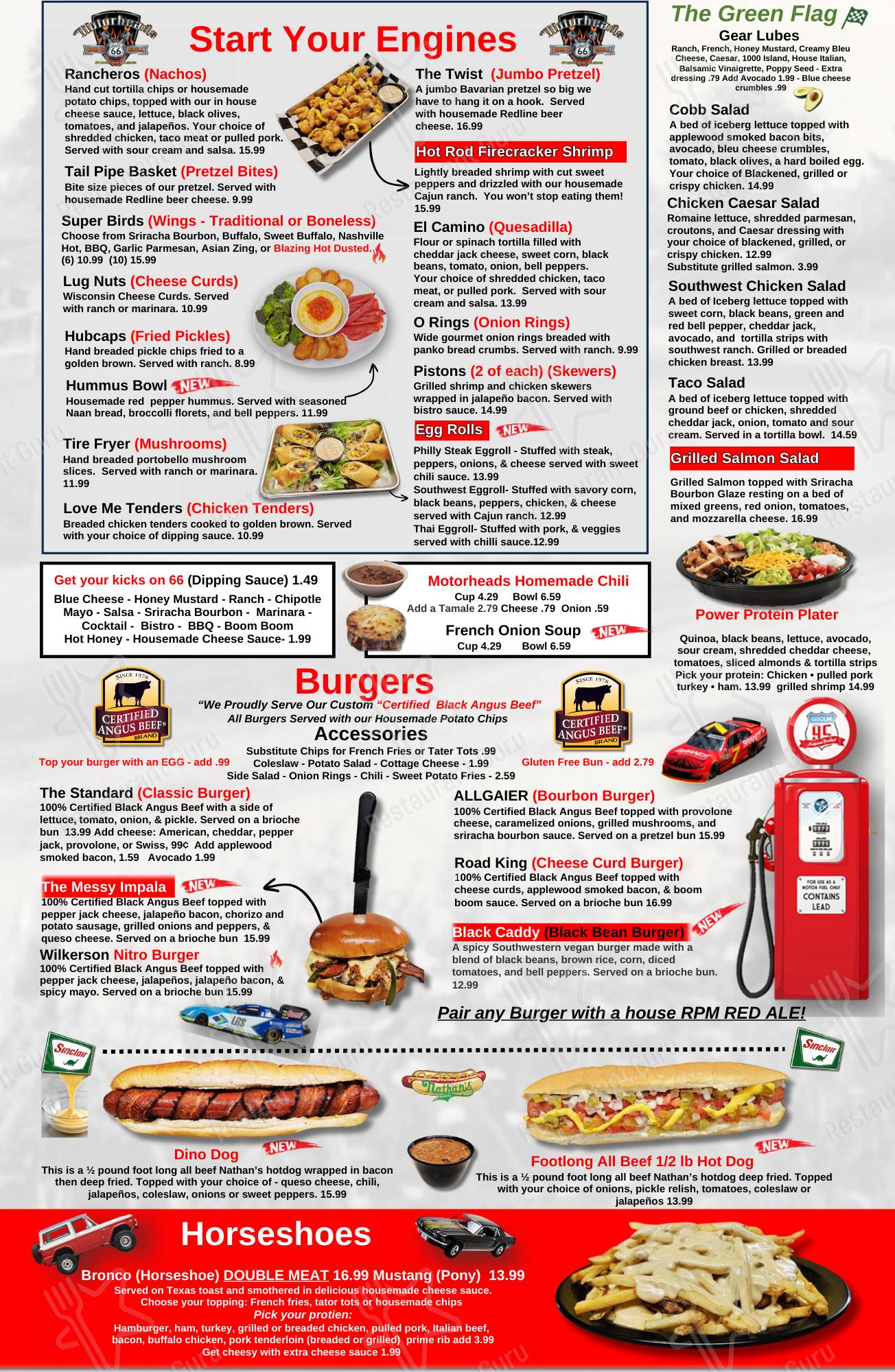 Menu at Route 66 Motorheads Bar and Grill, Museum and Entertainment ...