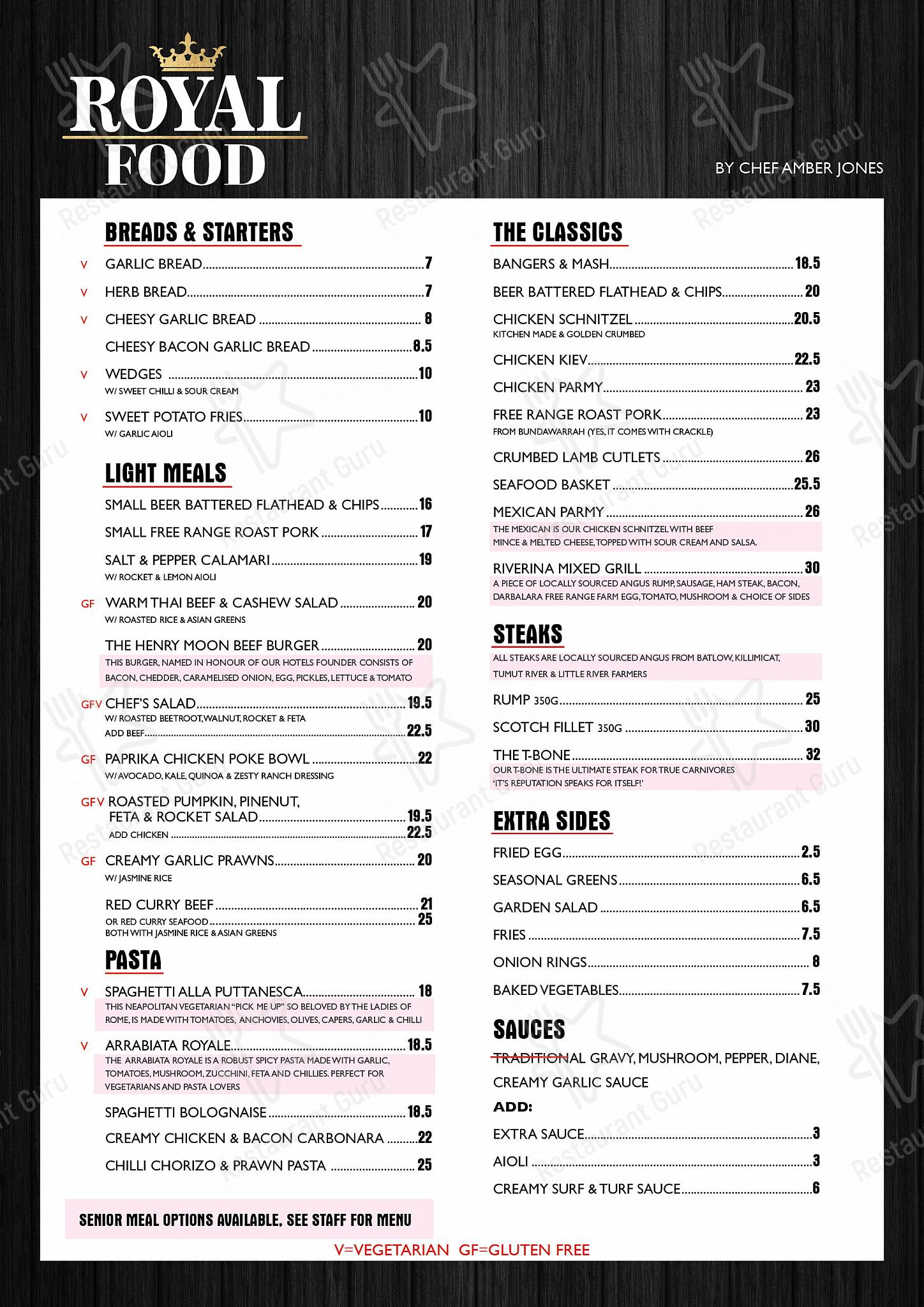 Menu at Royal Hotel Motel, Tumut pub & bar, Tumut