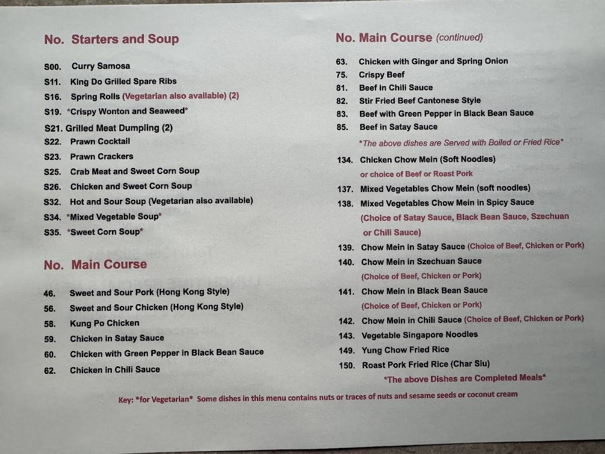 Menu at Royal Kitchen restaurant, Ammanford
