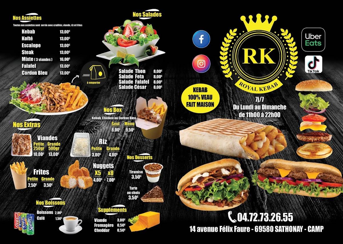 Menu au Royal kebab restaurant, Sathonay-Camp