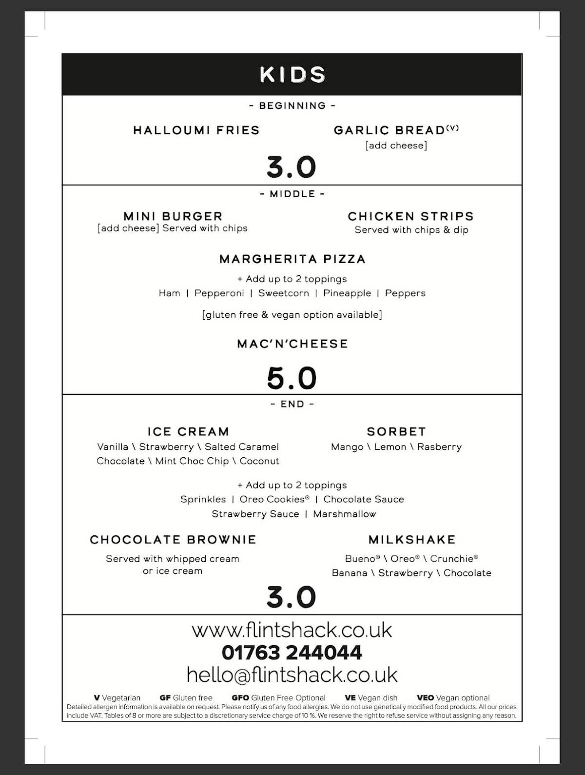Menu at Flintshack Steakhouse, Royston