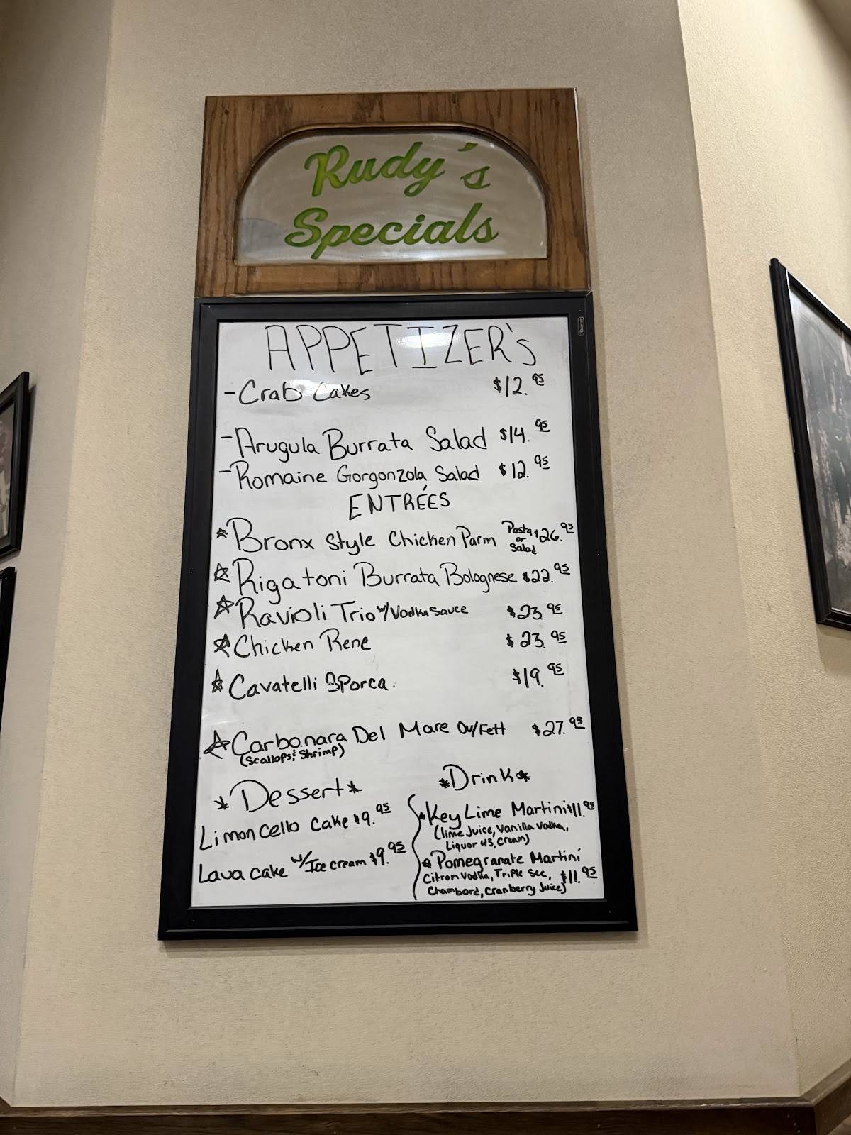 Menu at Rudy’s Ristorante & Pizzeria, Closter