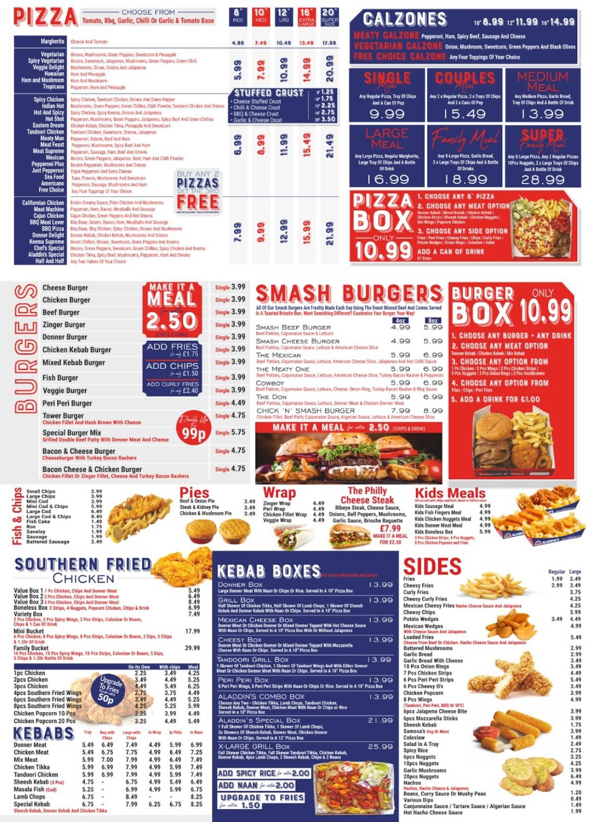 Menu at Aladdins Pizza Rugeley pizzeria, Rugeley