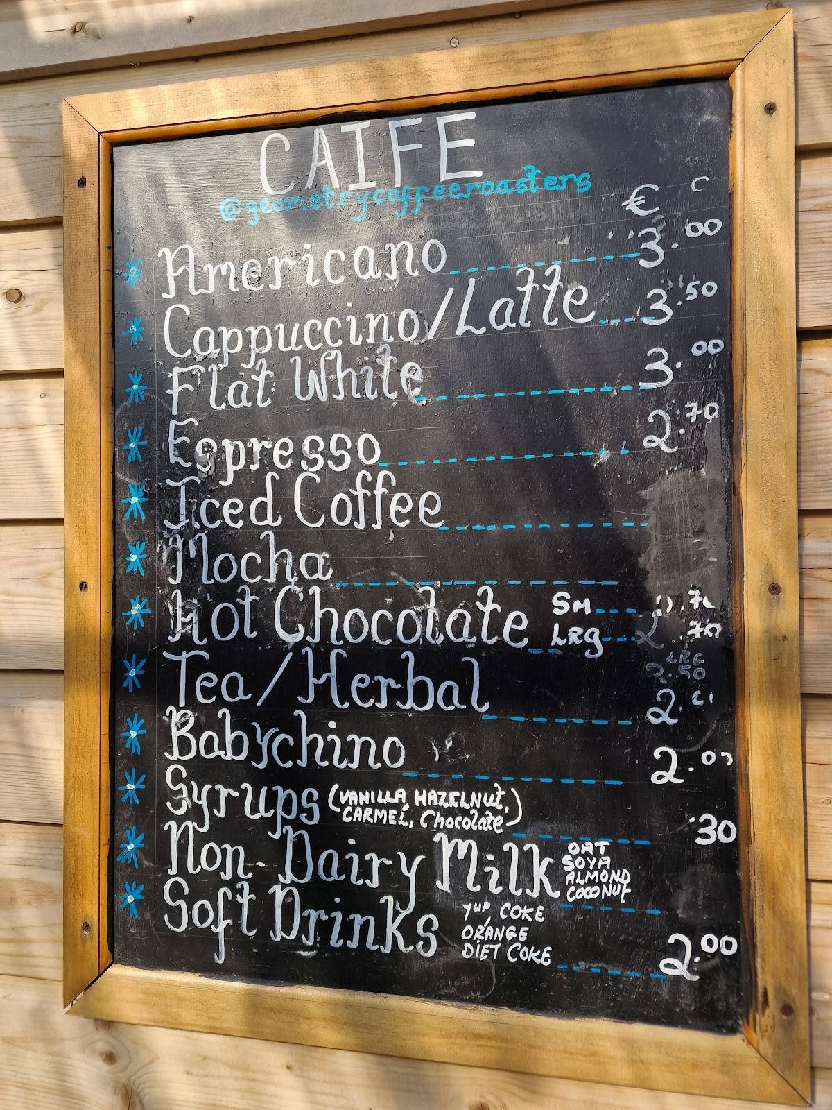 Menu at Rúnda Coffee Stop, Spiddal