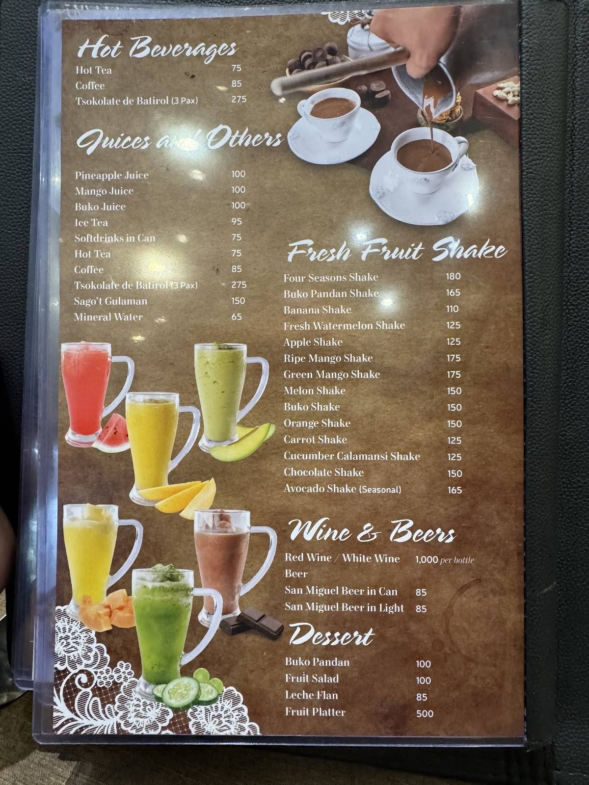 Menu at Rustica Angeles City, Pampanga restaurant, Angeles