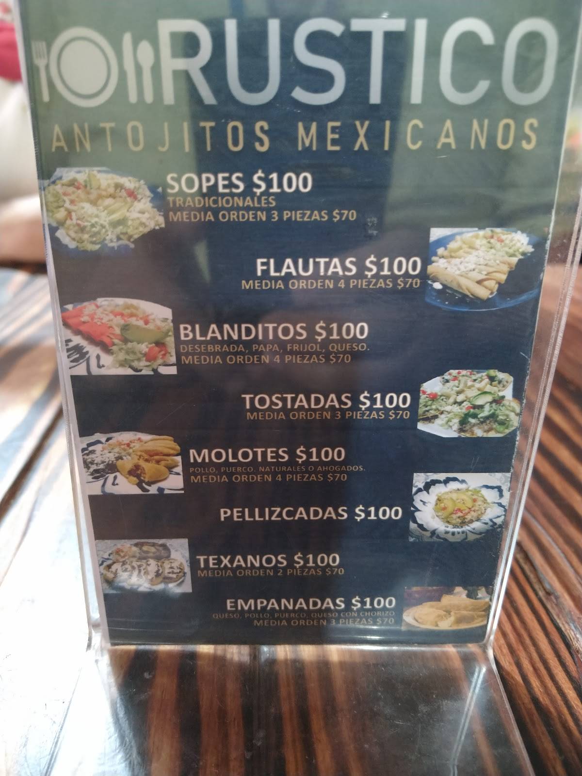 Carta del restaurante Rustico Antojitos Mexicanos, Reynosa