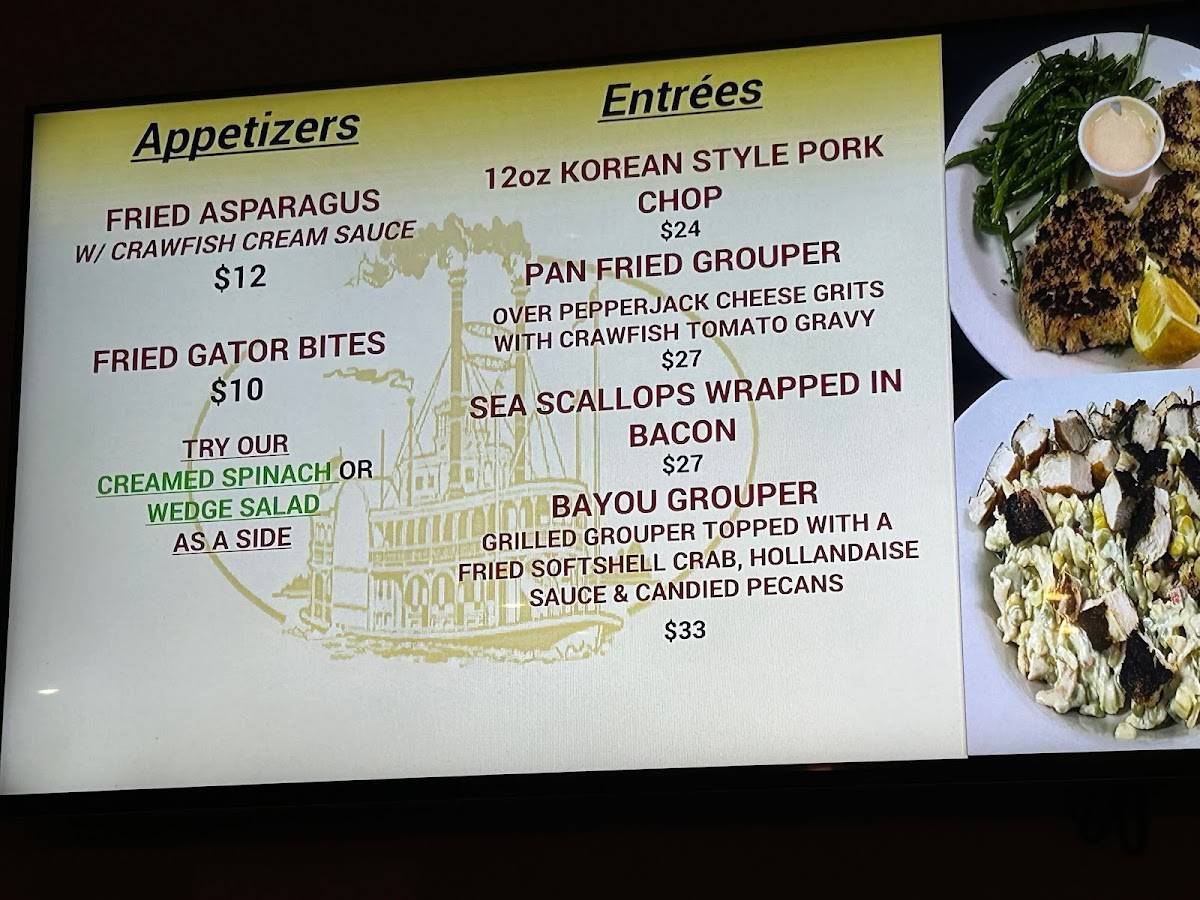 Menu at Rusty's Riverfront Grill restaurant, Vicksburg
