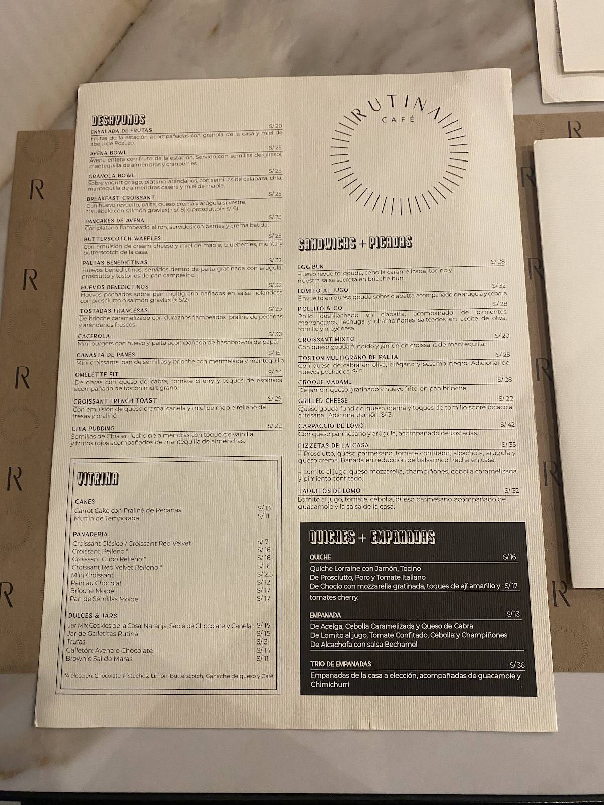 Carta de Rutina Café - Begonias, San Isidro