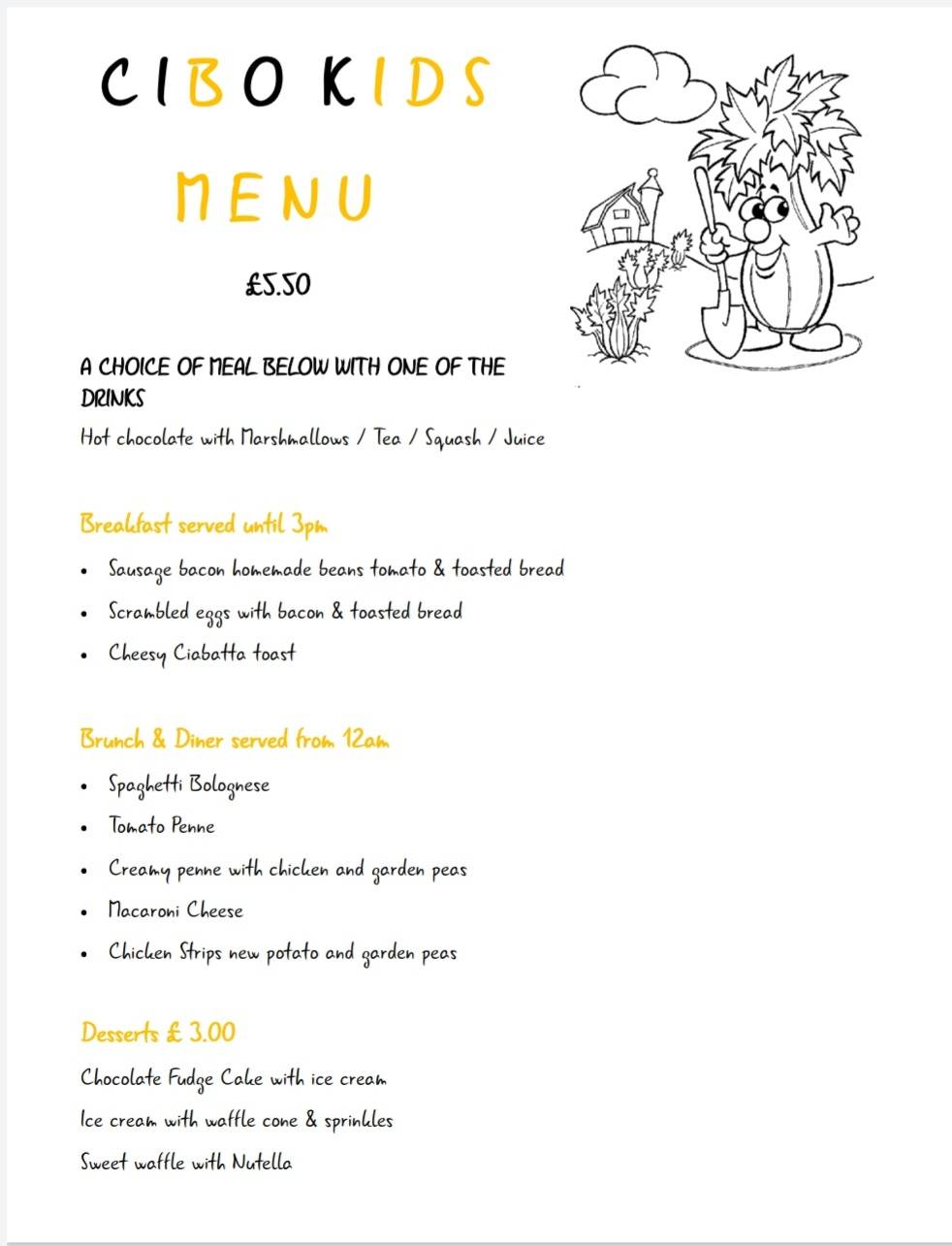 Menu at Cibo restaurant, Ryde, 9 High Street