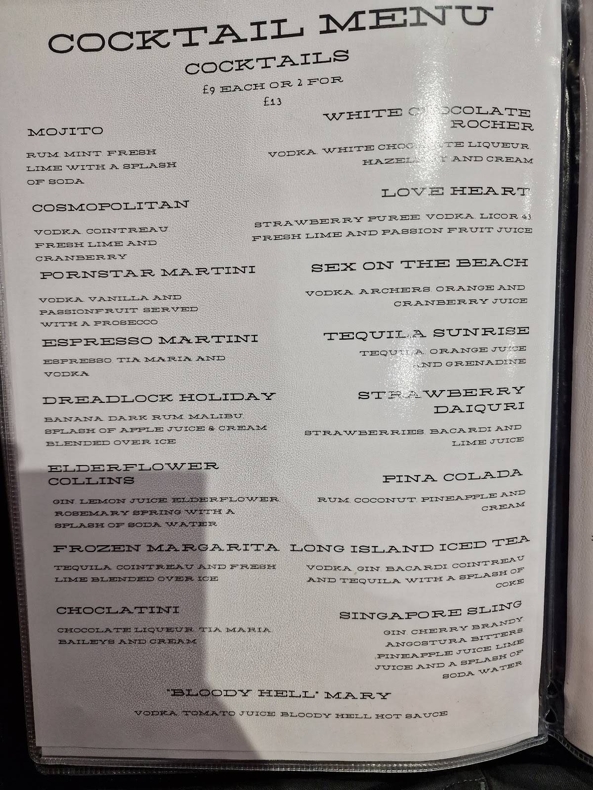 Menu at The Alamo pub & bar, Ryde, 5 Esplanade